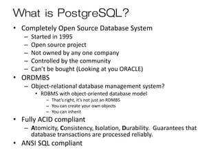 Demystifying PostgreSQL (Zendcon 2010) | PDF