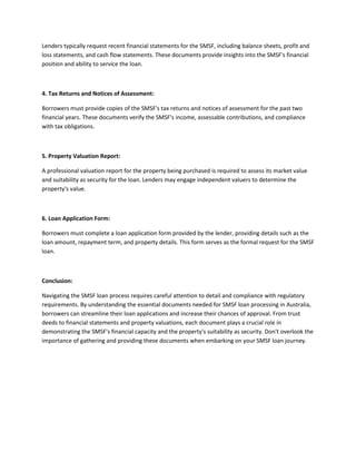 Demystifying SMSF Loan Processing in Australia - Essential Document ...