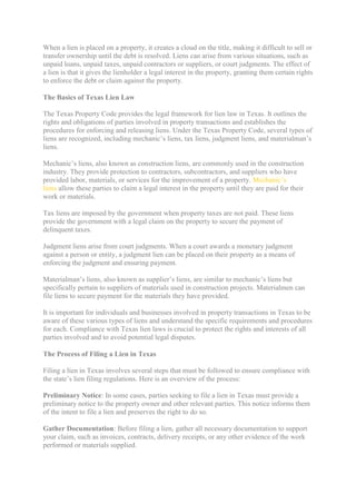 Demystifying Texas Lien Law- Understanding The Basics And Implications.docx
