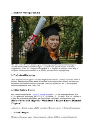 Demystifying the Doctorate: A Guide to Doctoral Programs and Their ...