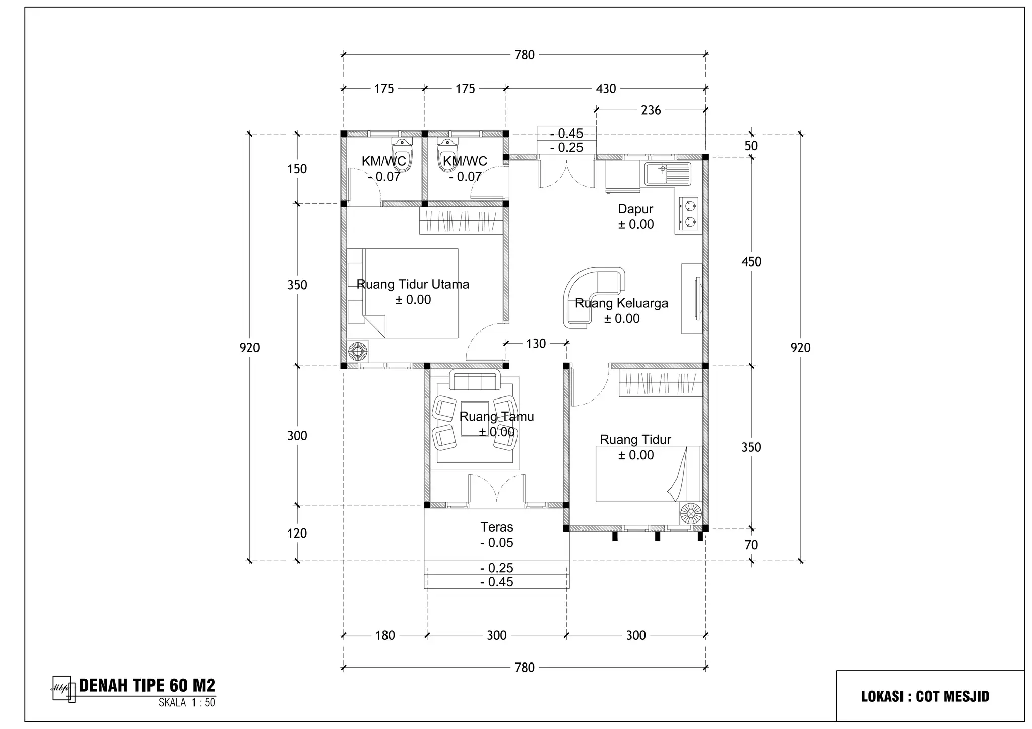 Denah Tipe 60 Cot Mesjid untuk rumah tipe sederhana | PDF