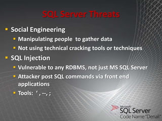 Denali Sql Server Security | PPTX | Databases | Computer Software and ...