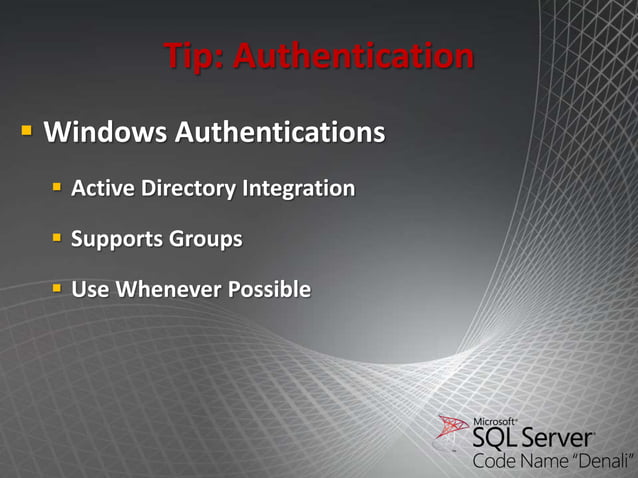 Denali Sql Server Security Pptx Databases Computer Software And