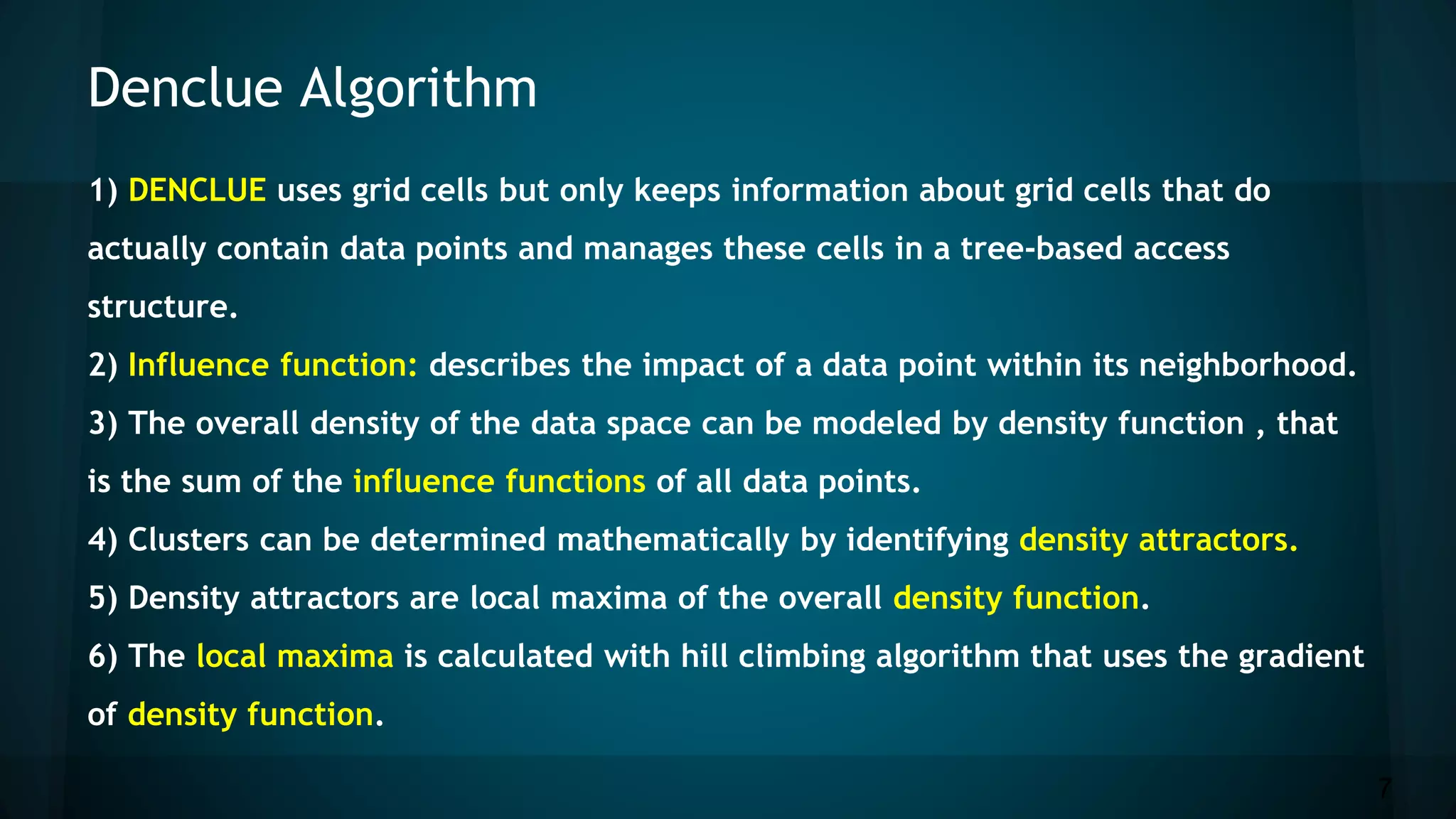 Denclue Algorithm - Cluster, Pe | PPTX
