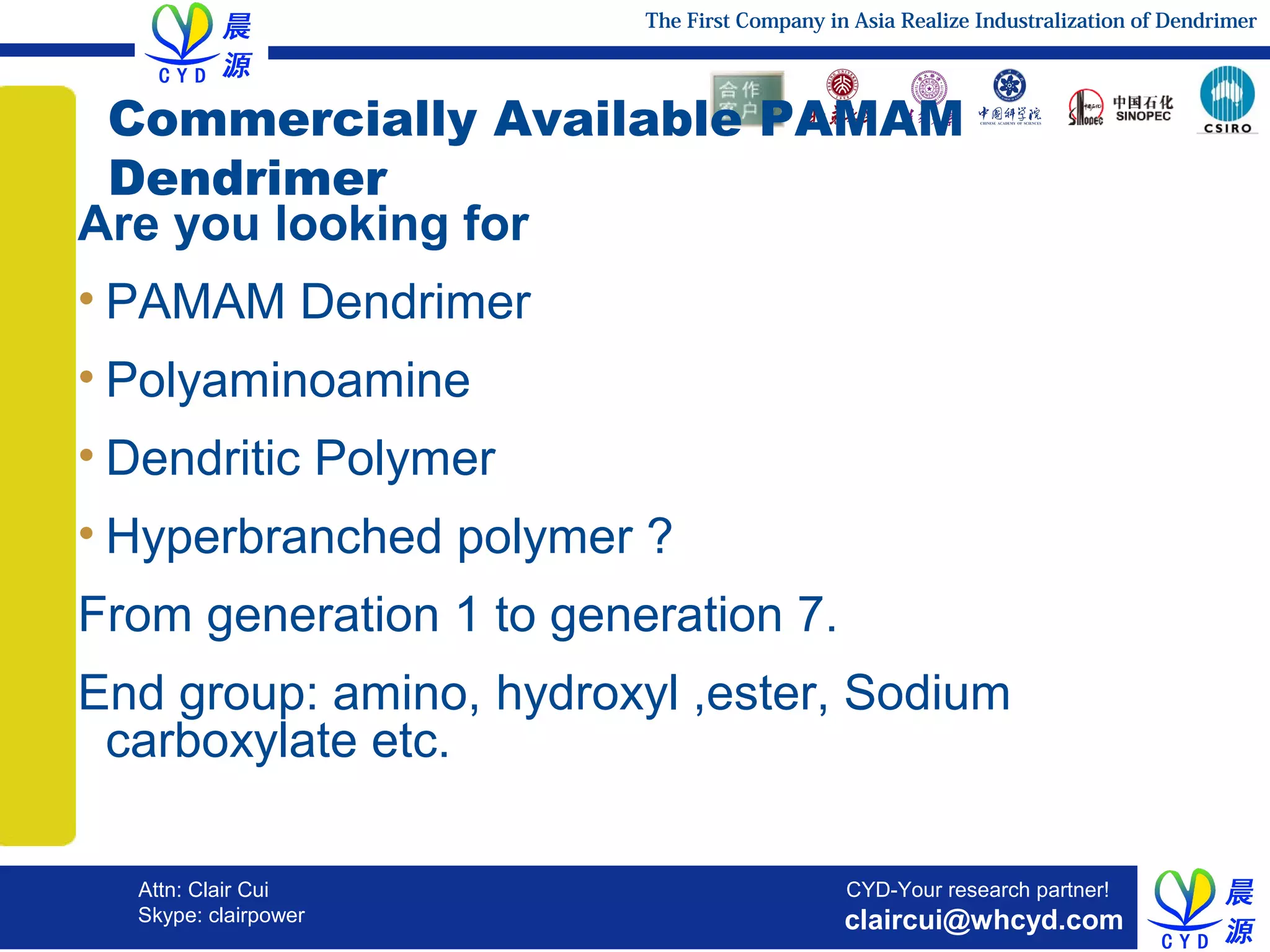 Dendrimer,pamam, hyperbranched polymer commercially available | PPT