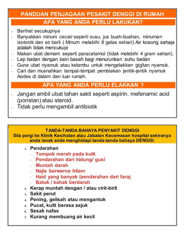 Panduan Penjagaan dan Tanda Bahaya Denggi: Malaysia Denggi CPG 3rd ...