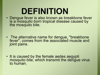 Dengue, DENGUE FEVER, DHS | PPTX