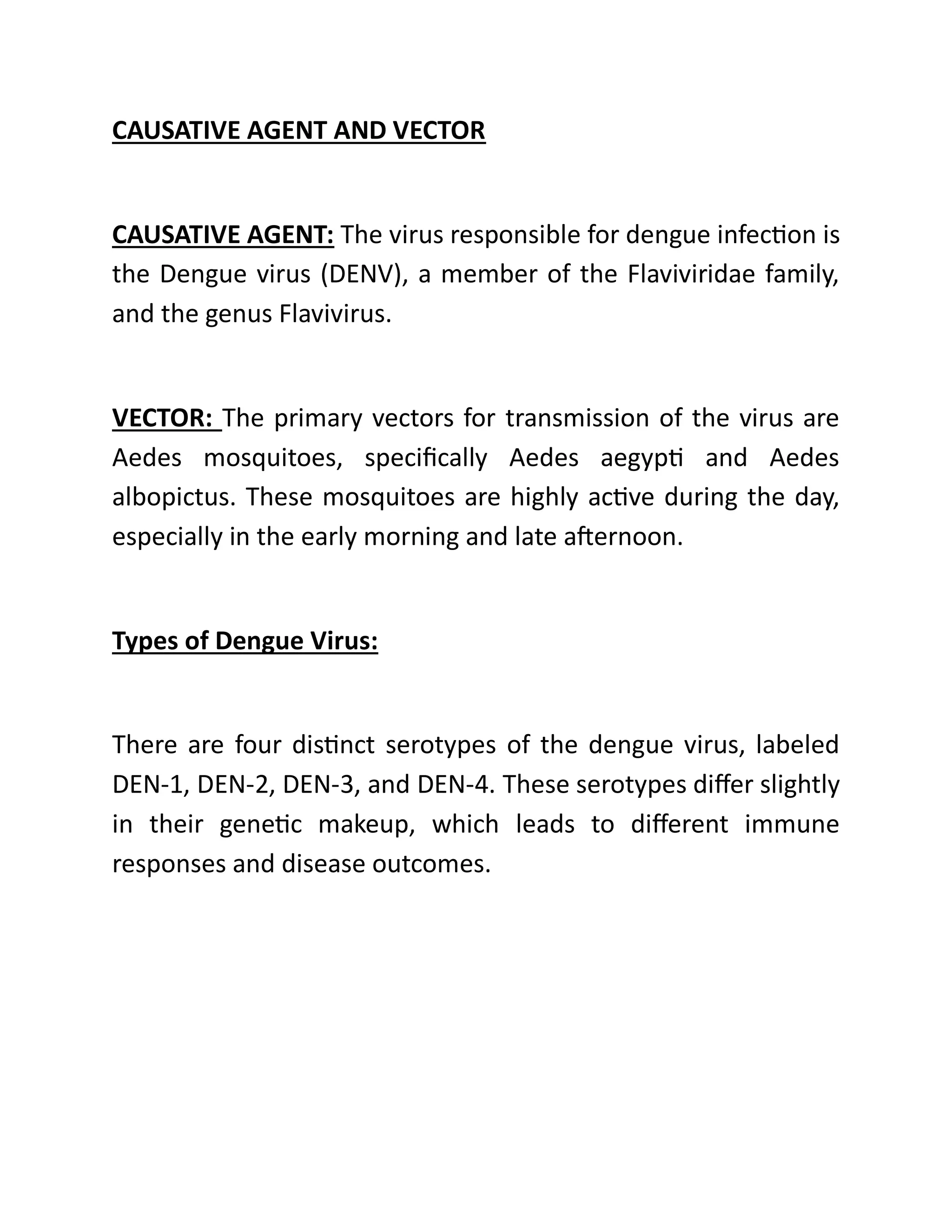 DENGUE VIRUS INTRODUCTION AND TYPES OF DENGU | PDF
