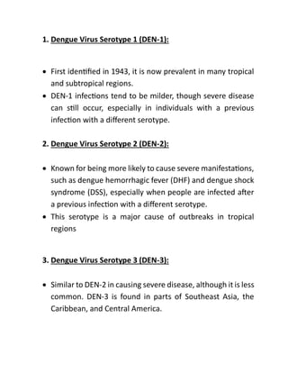 DENGUE VIRUS INTRODUCTION AND TYPES OF DENGU | PDF