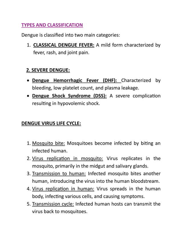 DENGUE VIRUS INTRODUCTION AND TYPES OF DENGU | PDF
