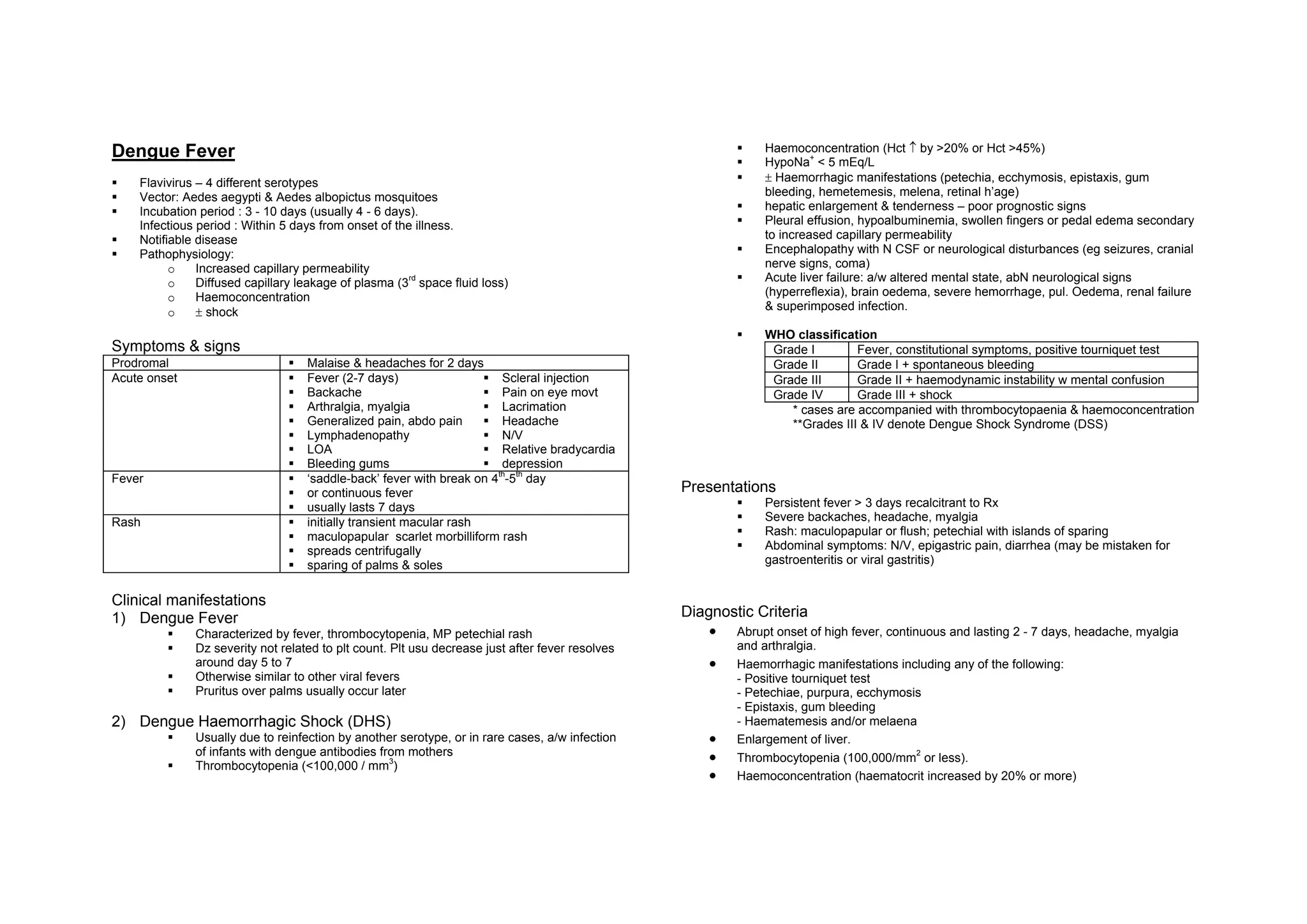 Dengue fever summary | PDF