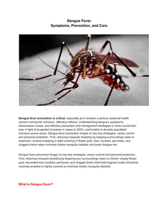 Dengue Fever Symptoms, Prevention, and Care | PDF