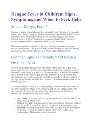 Dengue Fever in Children: Signs, Symptoms, and When to Seek Help | DOCX