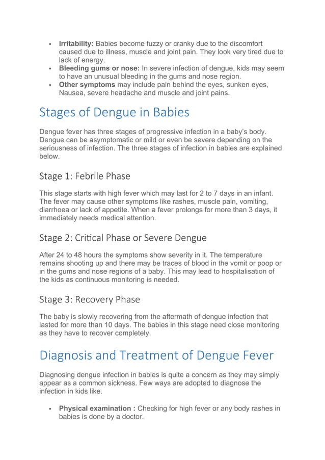 Dengue Fever in Children: Signs, Symptoms, and When to Seek Help | DOCX