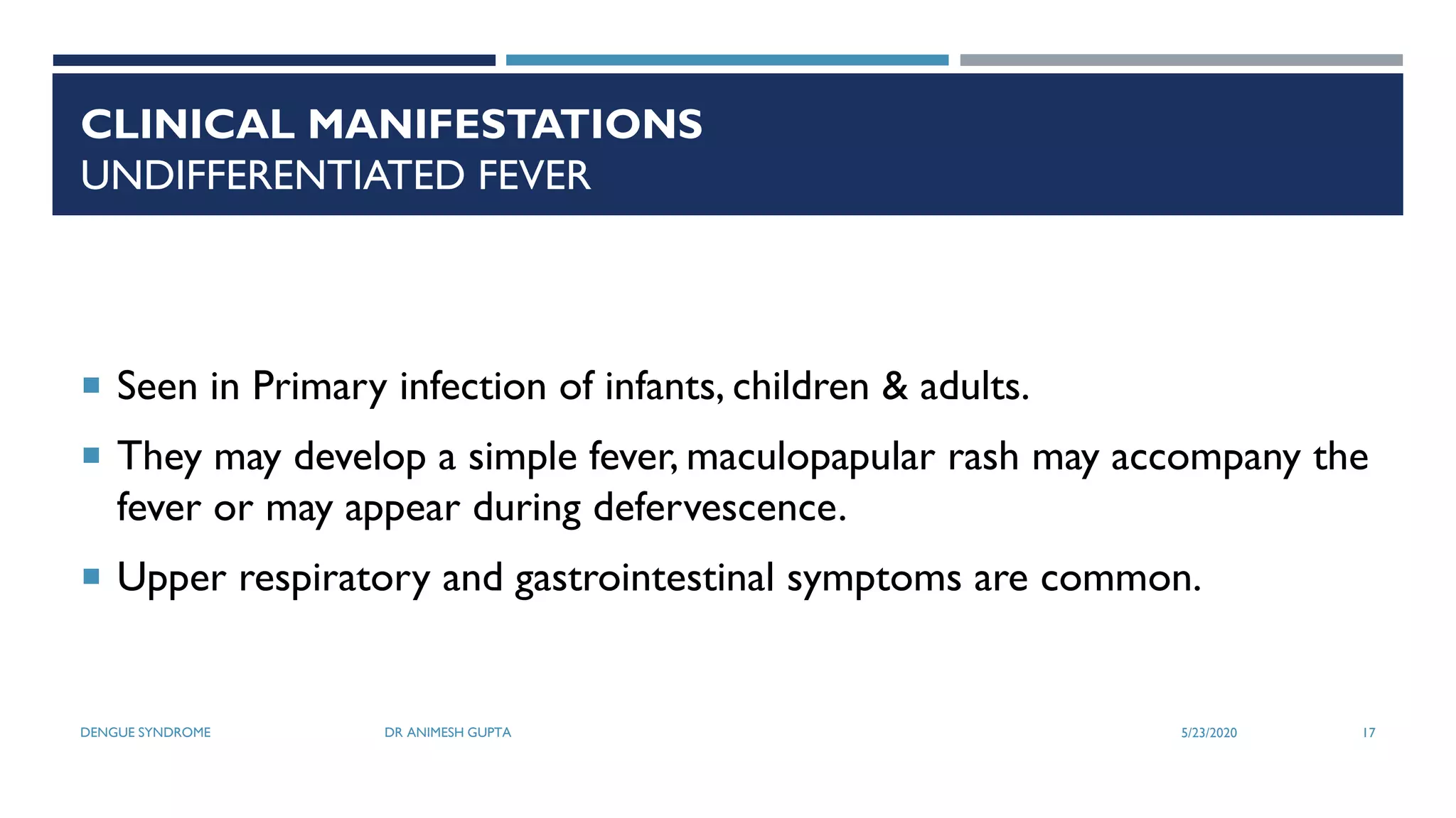 Dengue Syndrome (Dengue Fever, Dengue Haemorrhagic Fever & Dengue Shock ...