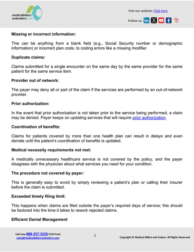 Denial Management in Medical Billing.pdf | Health Insurance | Insurance