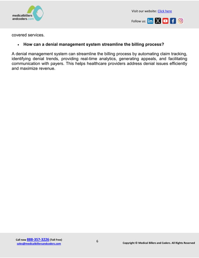 Denial Management in Medical Billing.pdf | Health Insurance | Insurance