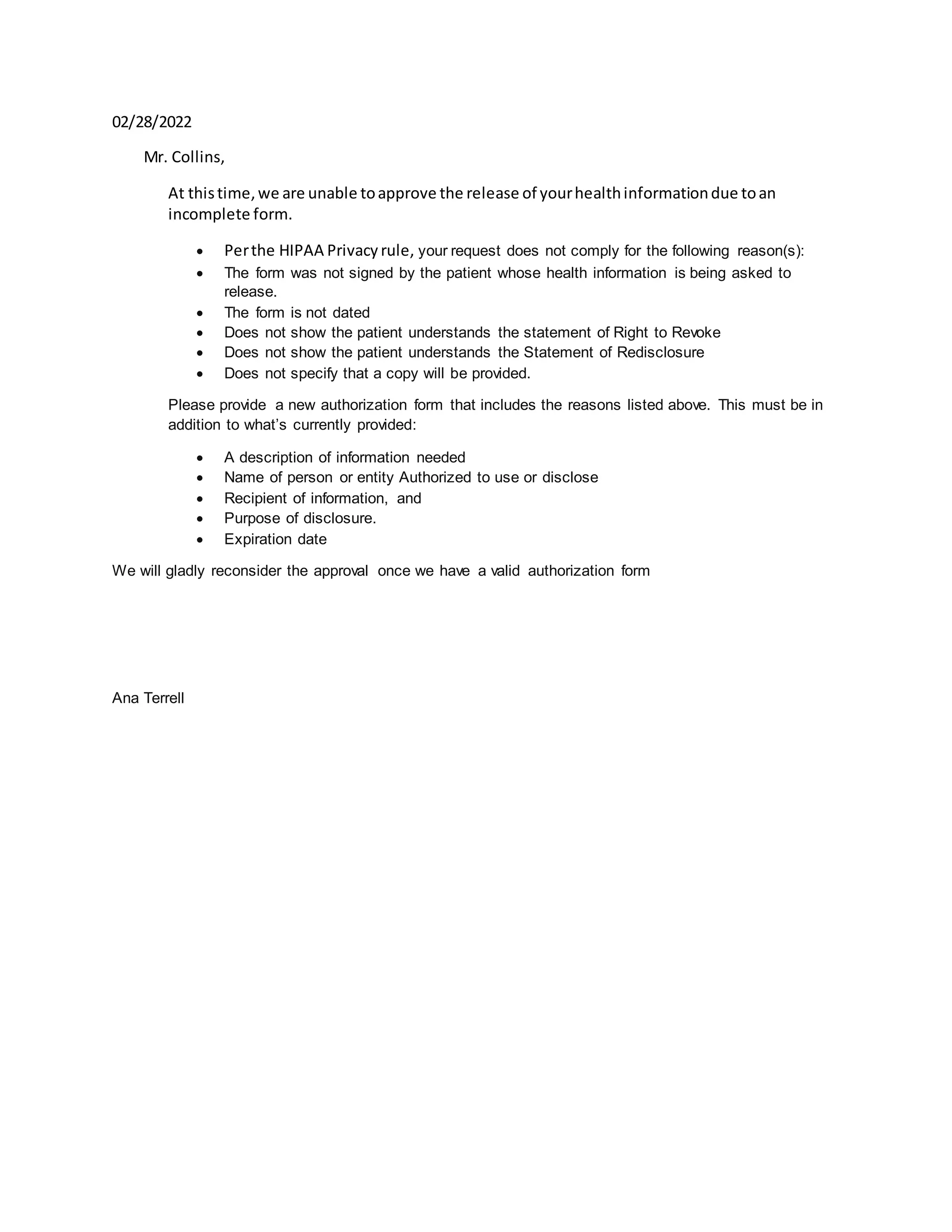 Denial statement | DOCX