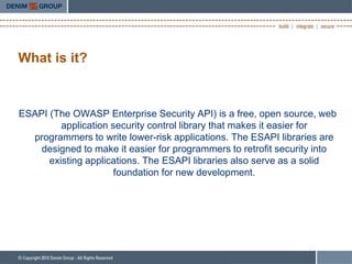 Enterprise Security API (ESAPI) Java - Java User Group San Antonio | PPT