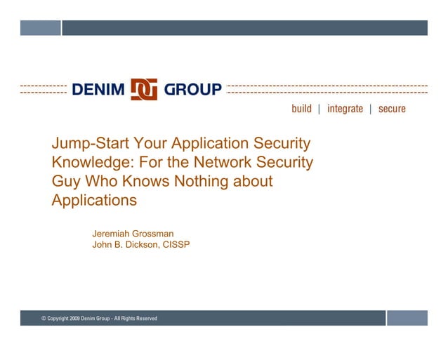 Jump Start Your Application Security Knowledge | PPT