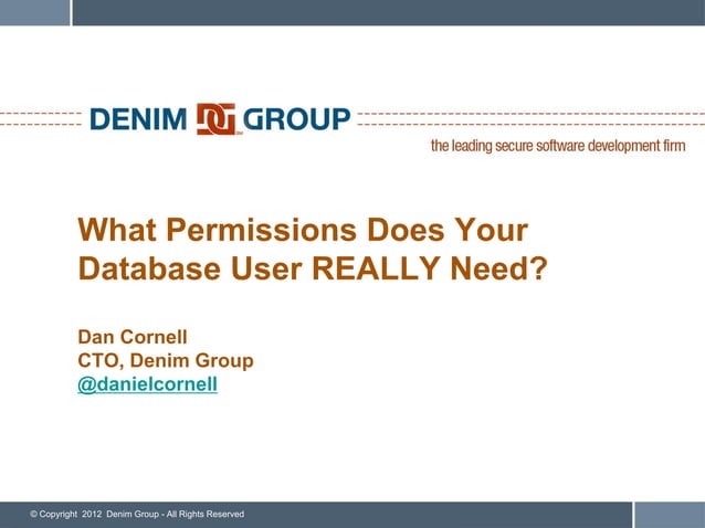 What Permissions Does Your Database User REALLY Need? | PDF
