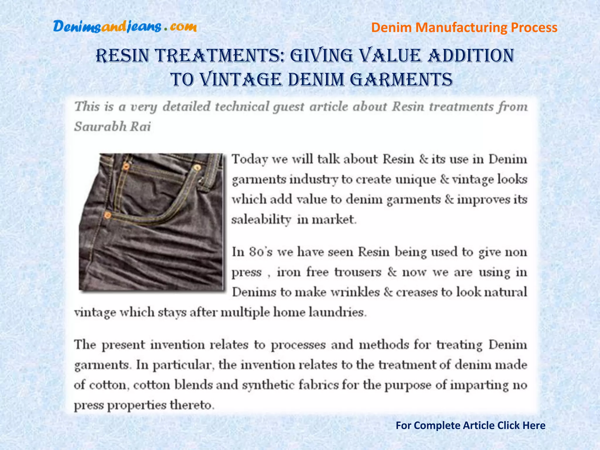 Denim Production Process | PPTX