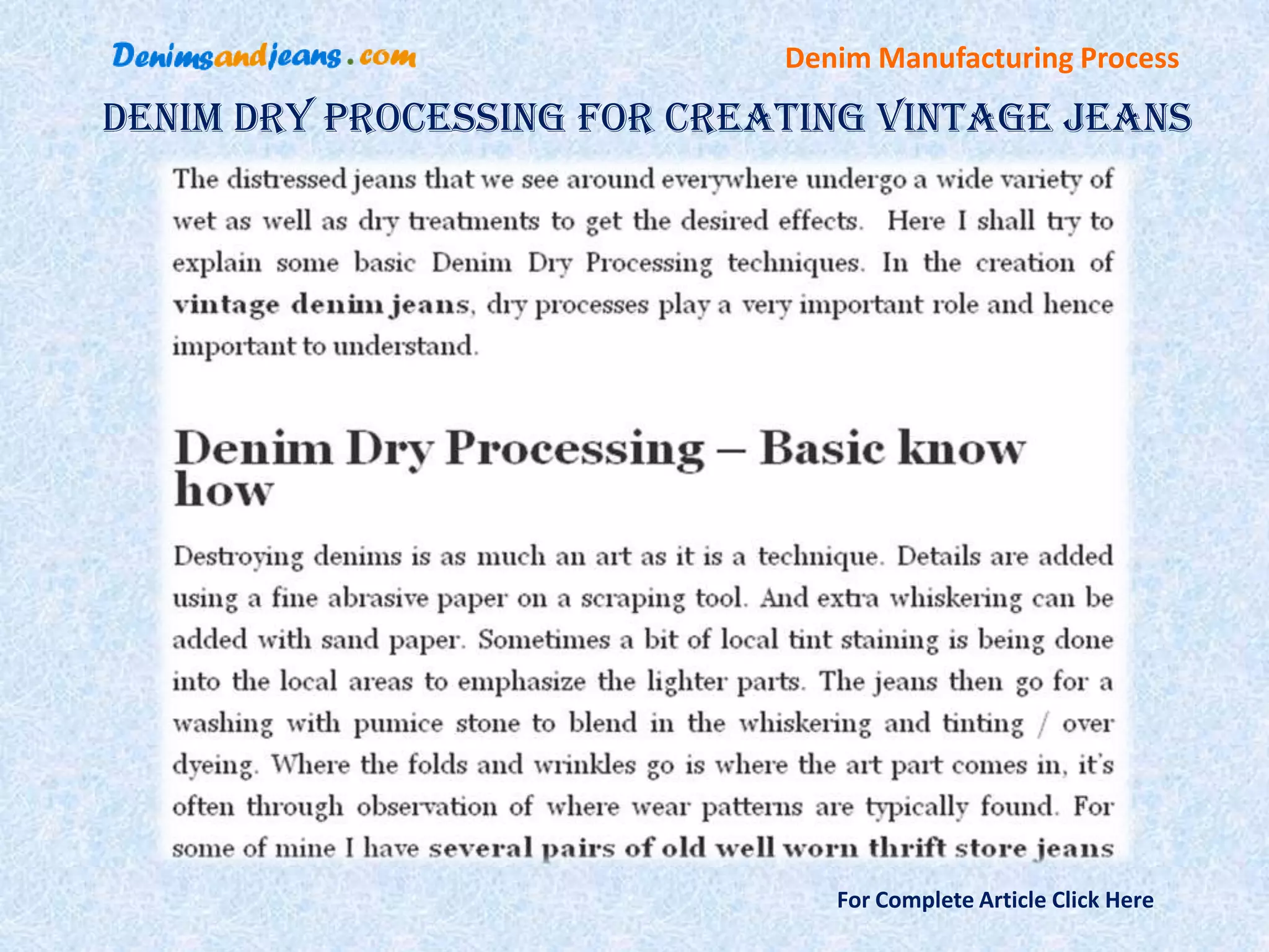 Denim Production Process | PPTX
