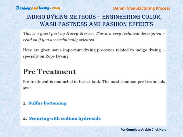 Denim Production Process | PPTX | Needlework | Arts and Crafts