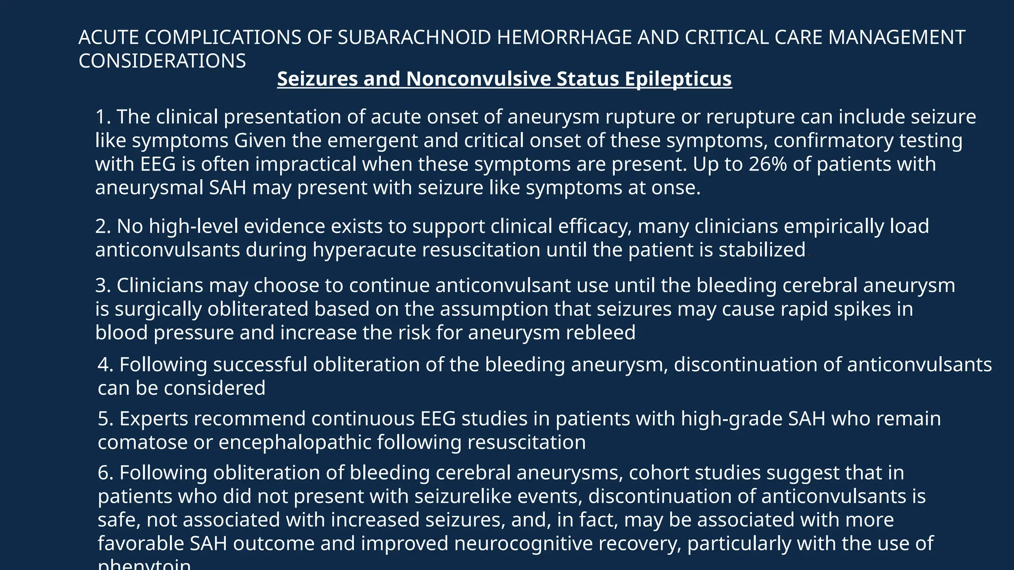 Subarachnoid Hemorrhage, Management and treatment | PPTX