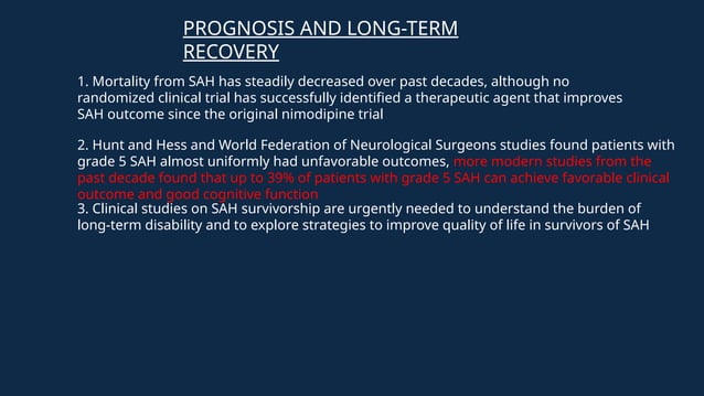 Subarachnoid Hemorrhage, Management and treatment | PPTX