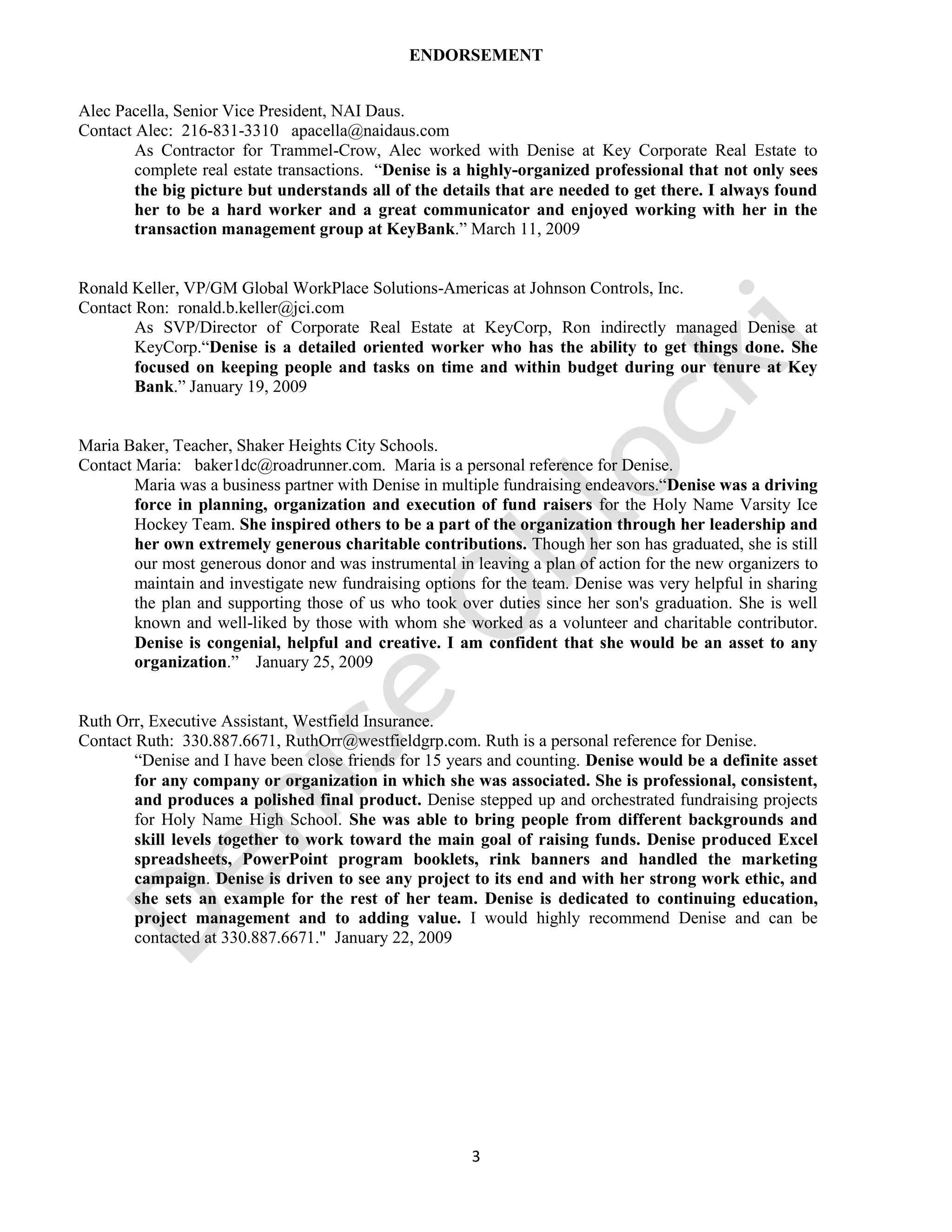 Denise Oblocki Endorsements | PDF