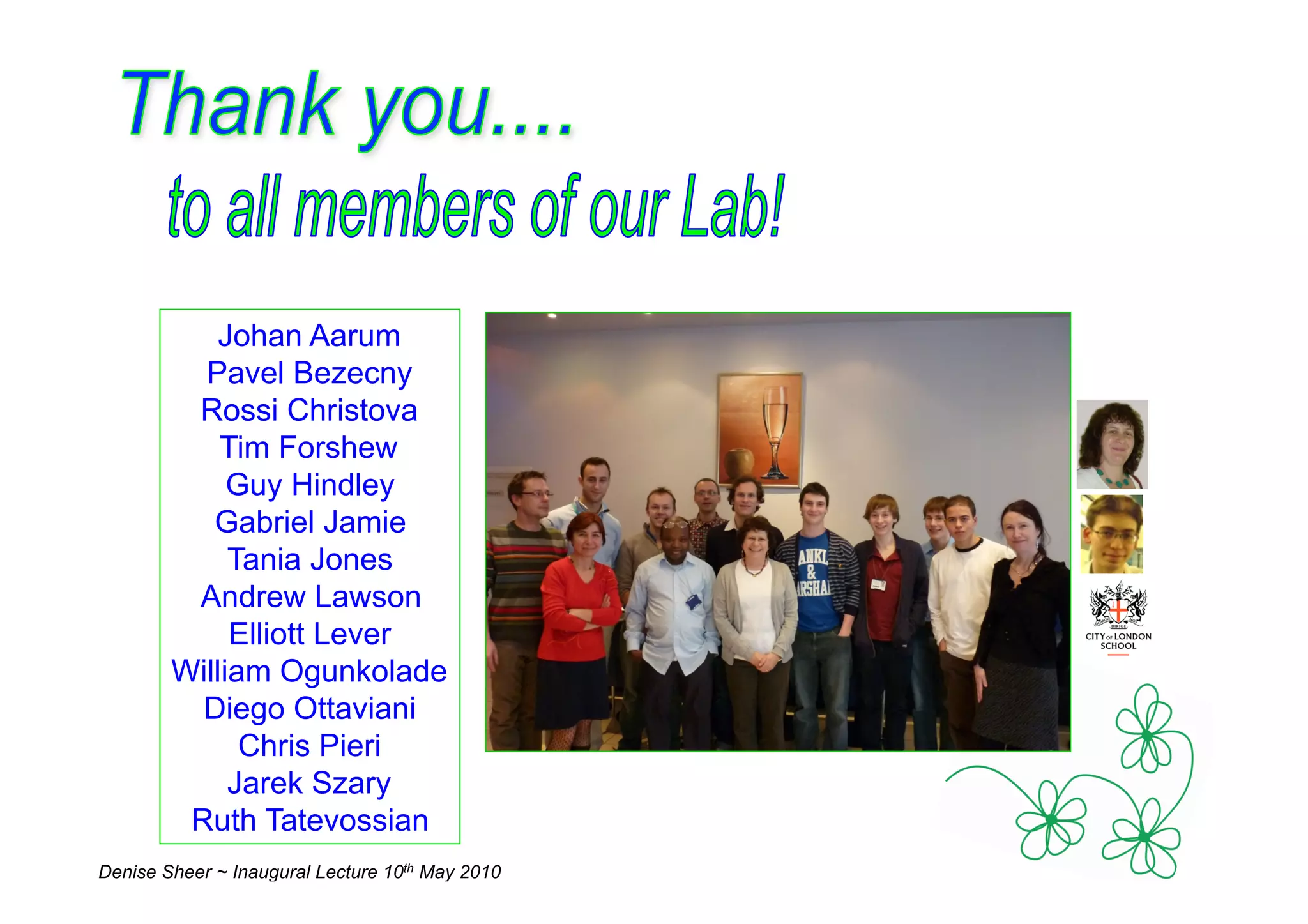 Denise Sheer Inaugural Lecture | PPT