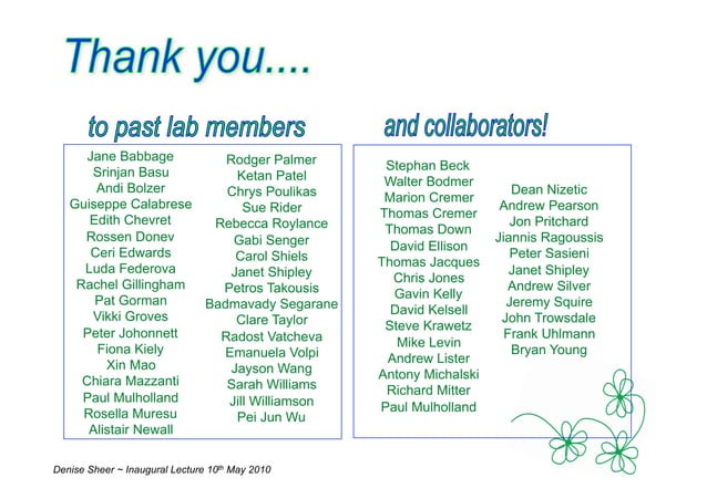 Denise Sheer Inaugural Lecture | PPT