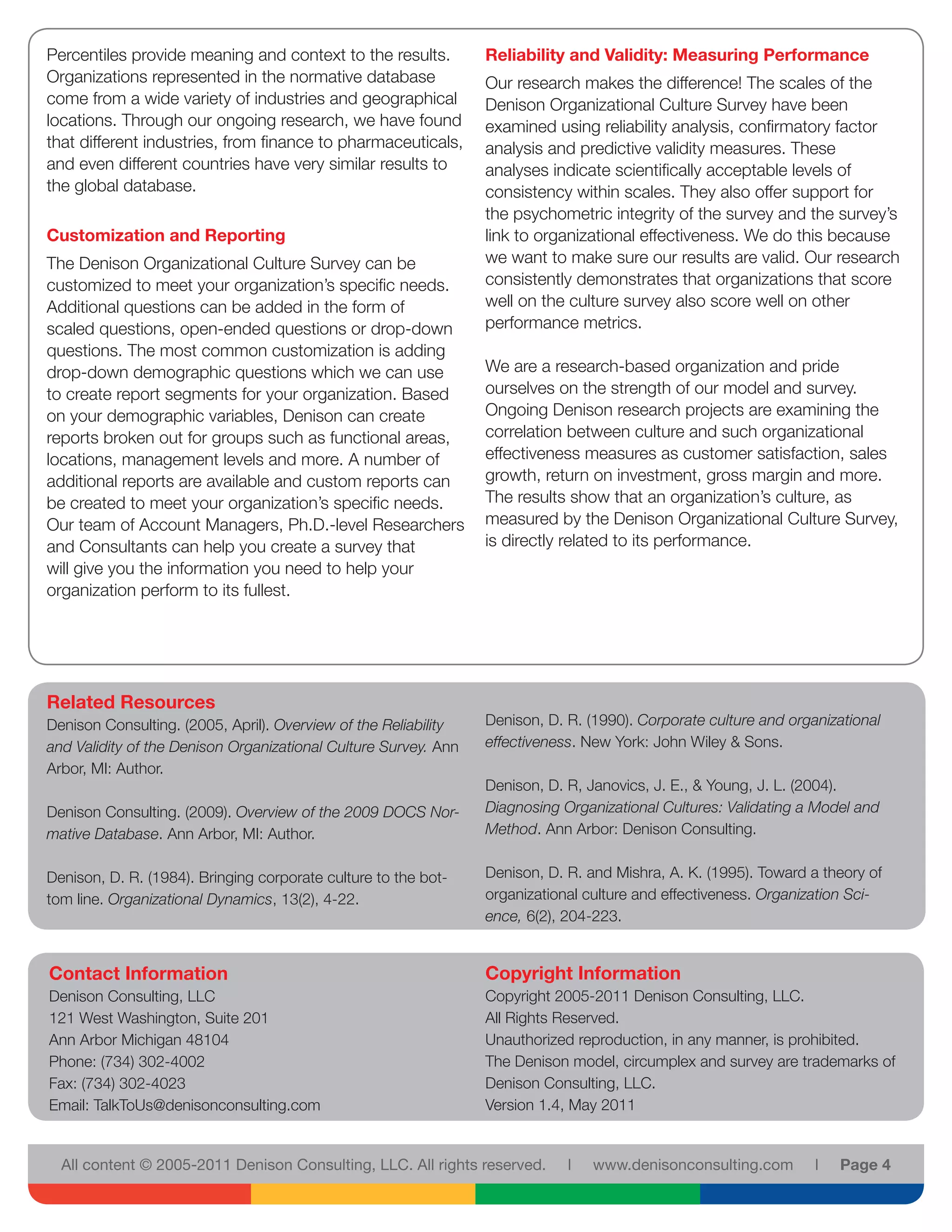 Denison organizational culture model overview | PDF