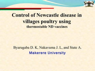 Control of Newcastle disease in villages poultry using thermostable ND ...