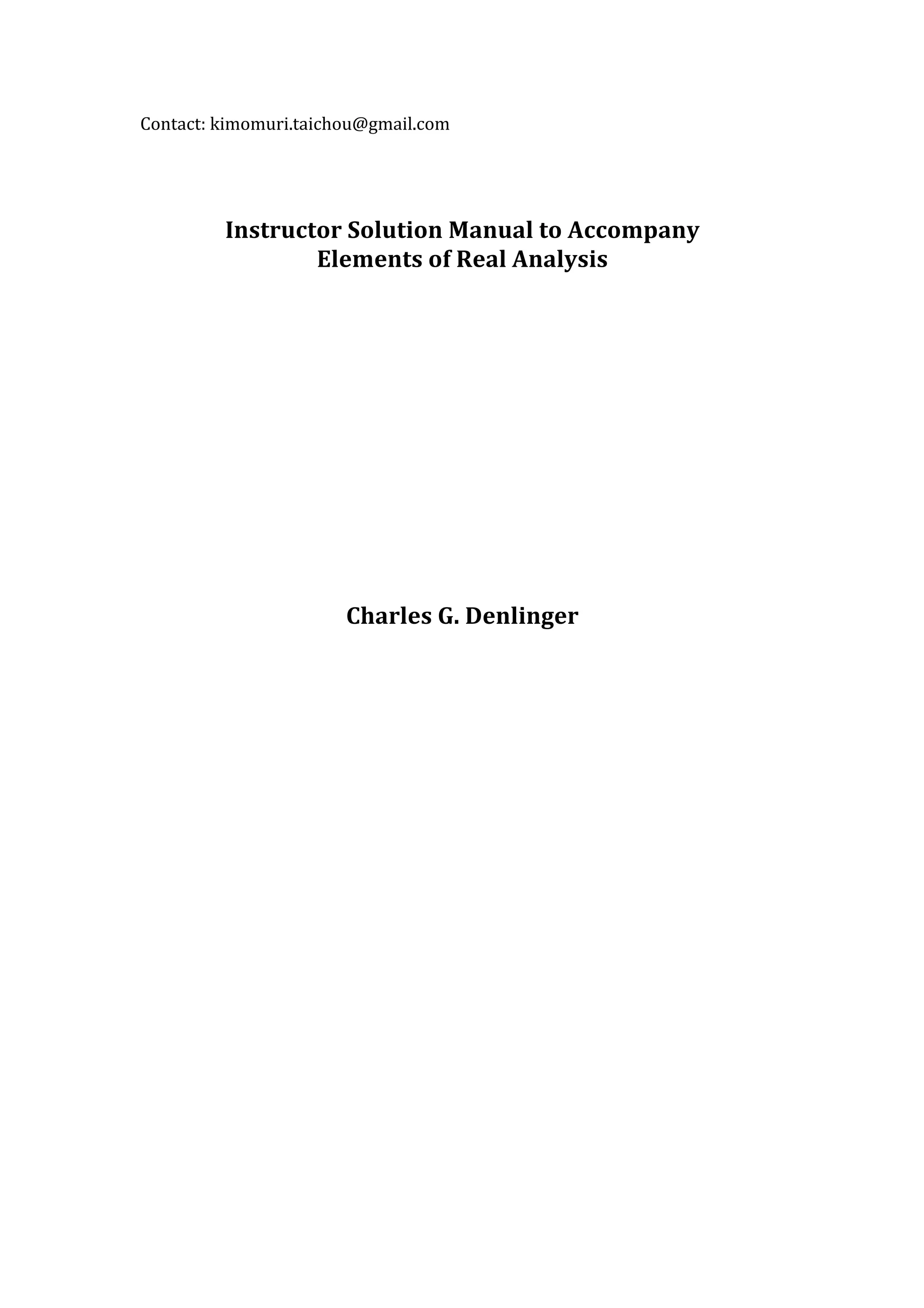 Elements of Real Analysis by Charles G. Denlinger | PDF