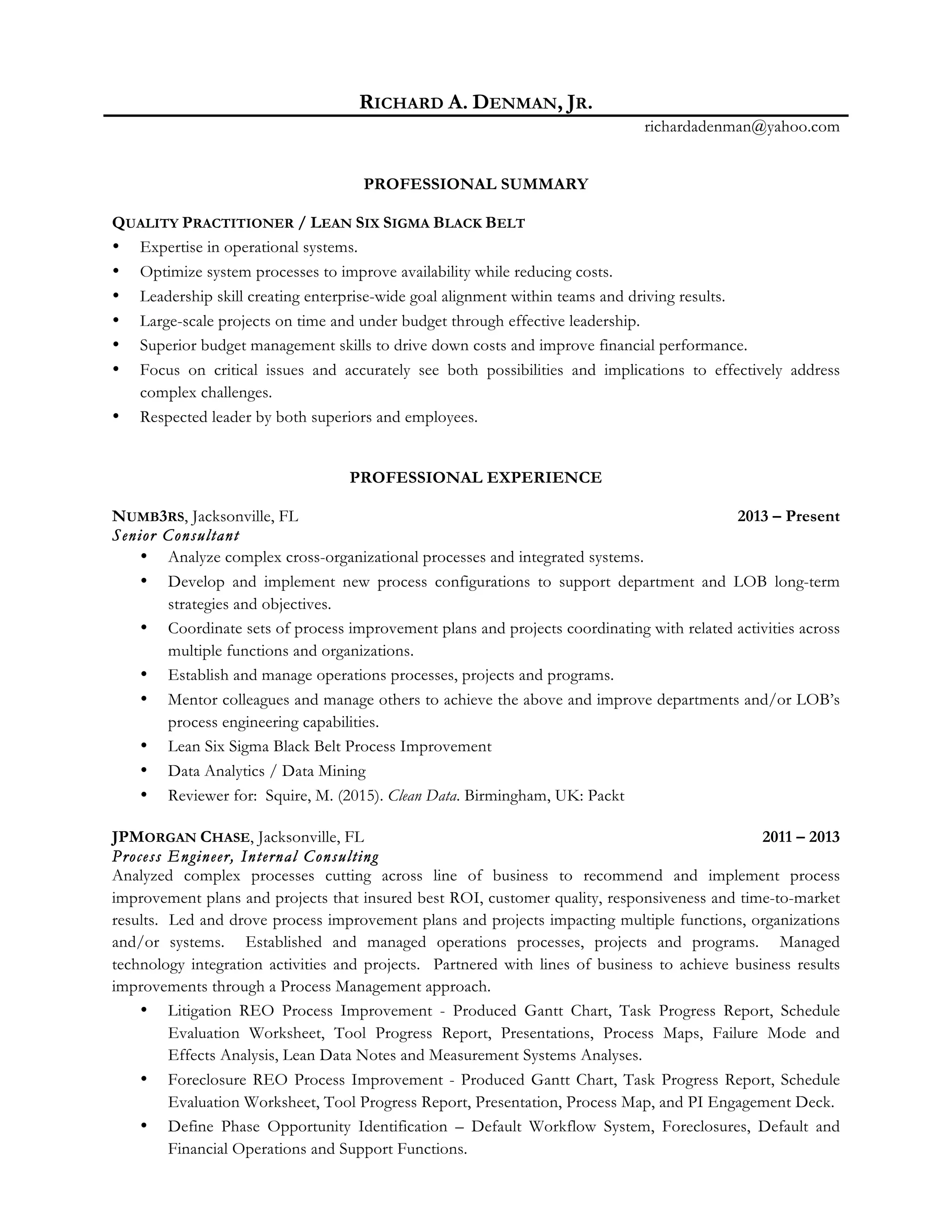 Richard A Denman - Resume | PDF