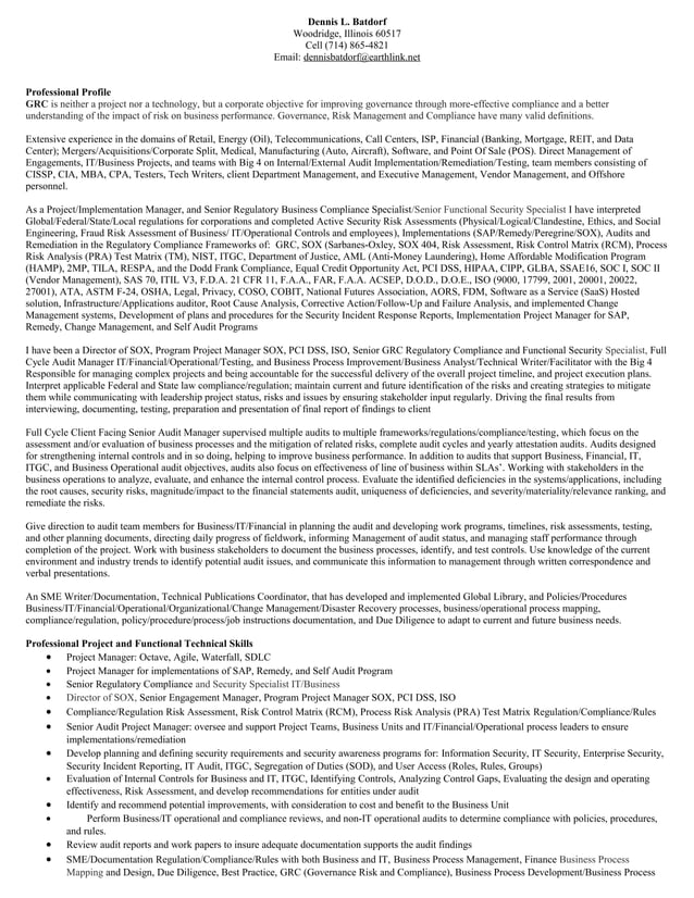 Dennis Batdorf resume | PDF