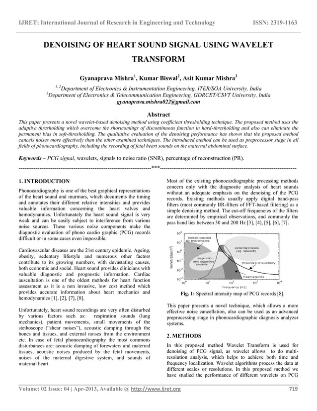 Denoising of heart sound signal using wavelet transform | PDF