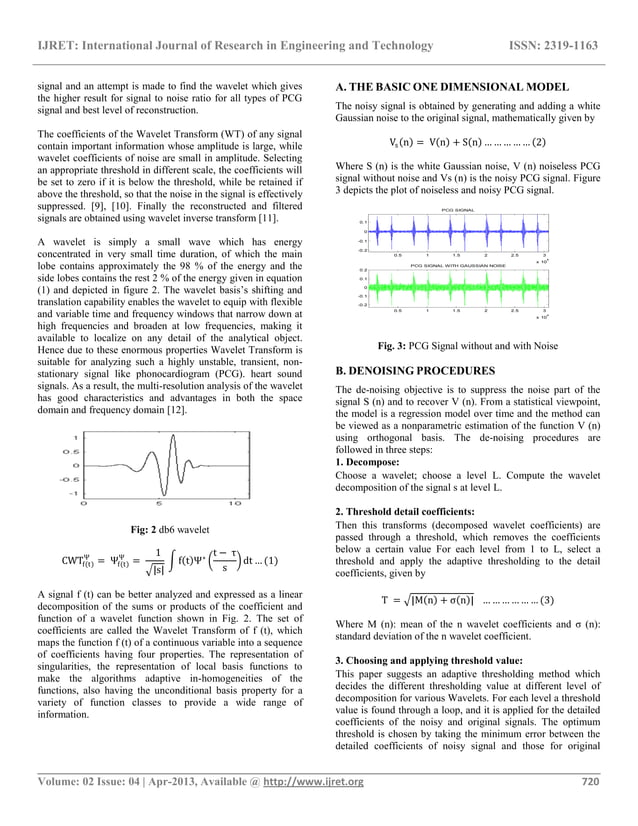 Denoising of heart sound signal using wavelet transform | PDF