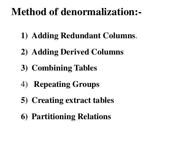 Denormalization