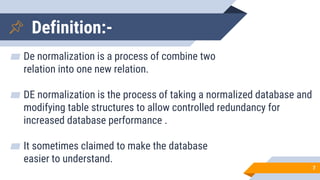 De normalozation | PPT