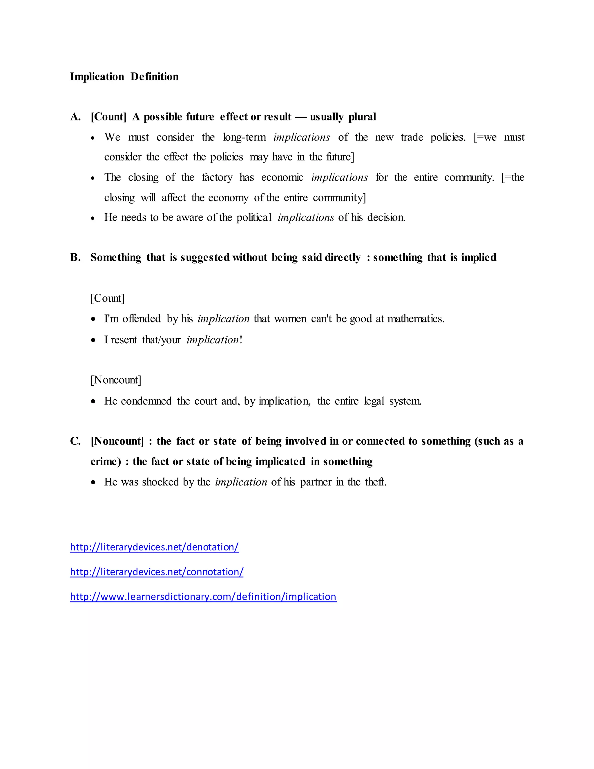 Denotation, Connotation, and Implication | DOCX