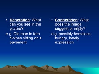 Denotation and connotation in media images | PPT