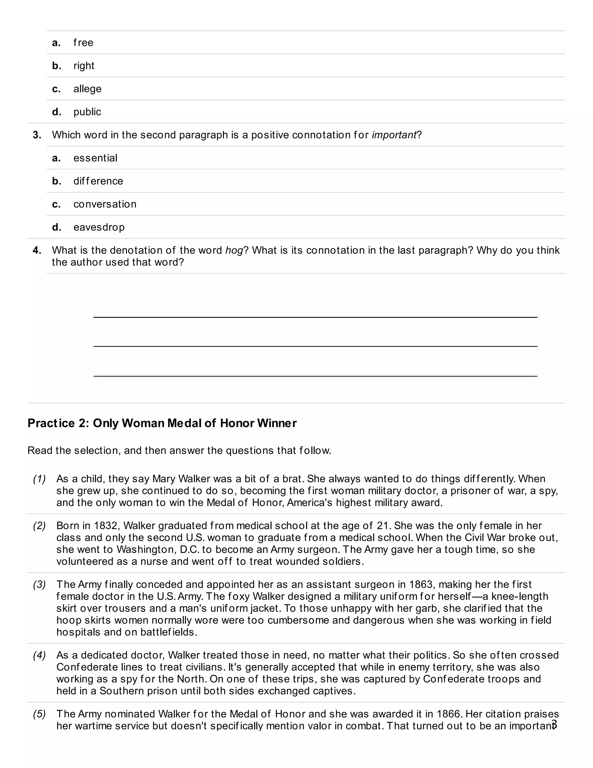 Denotation and Connotation Exercises | PDF