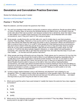 Denotation and Connotation Exercises | PDF