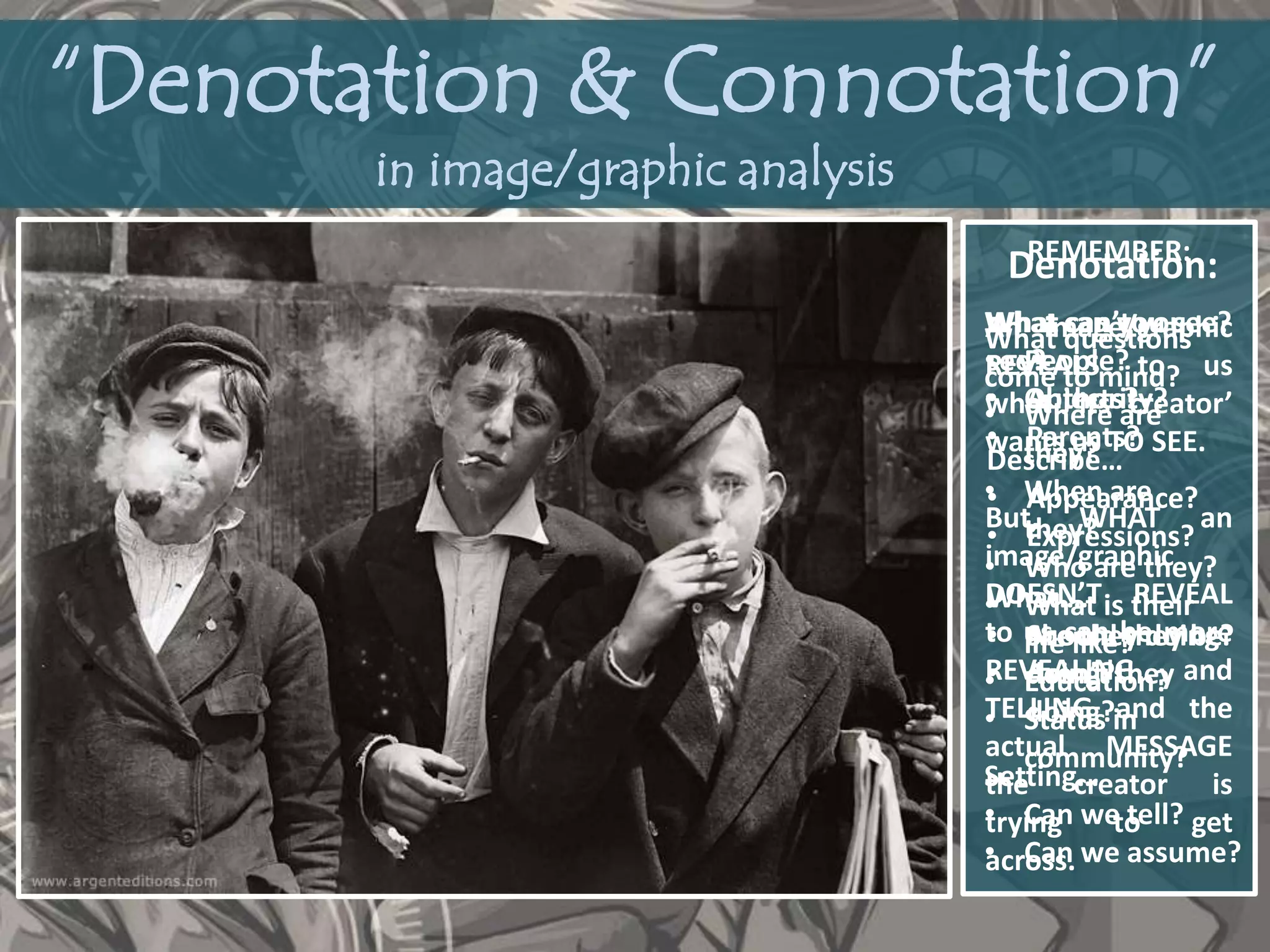 The “Denotation” and “Connotation” of Image/Graphic Analysis | PPT
