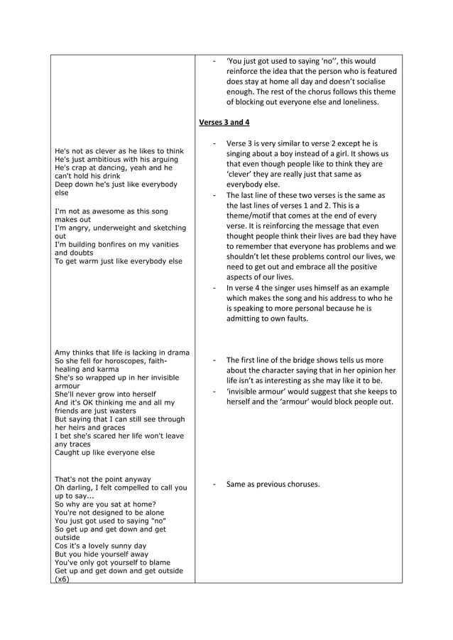 Lyric Ananlysis - Denotations and Connotations | DOCX | Music ...