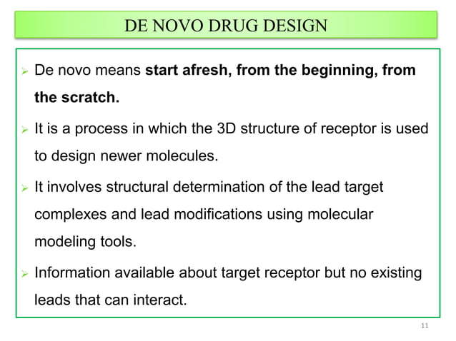 De novo drug design | PPTX | Chemistry | Science