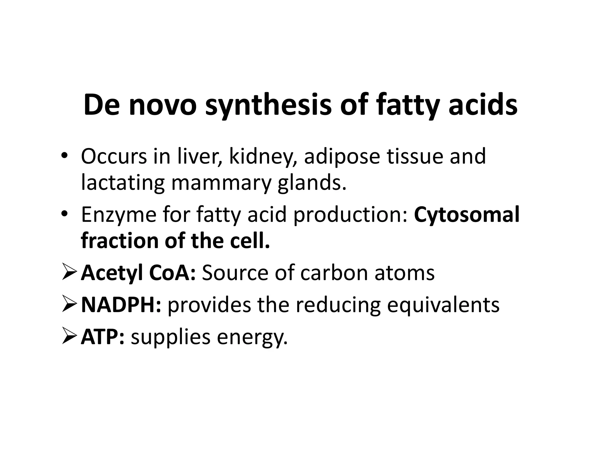 De Novo Synthesis of fatty acids | Biosynthesis Of Fatty Acids | | PDF